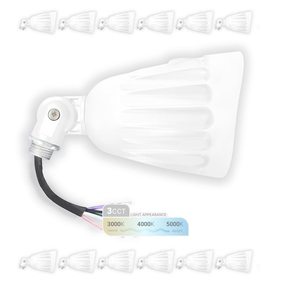 NuWatt 25W Outdoor White Integrated LED Bullet Light, 3-Color ...