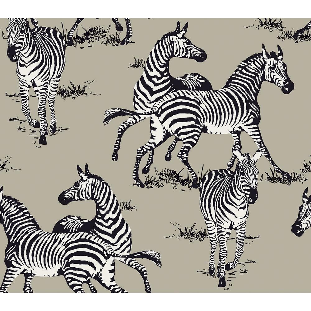 NextWall 40.5 sq. ft. Pavestone Playful Zebras Vinyl Peel and Stick ...
