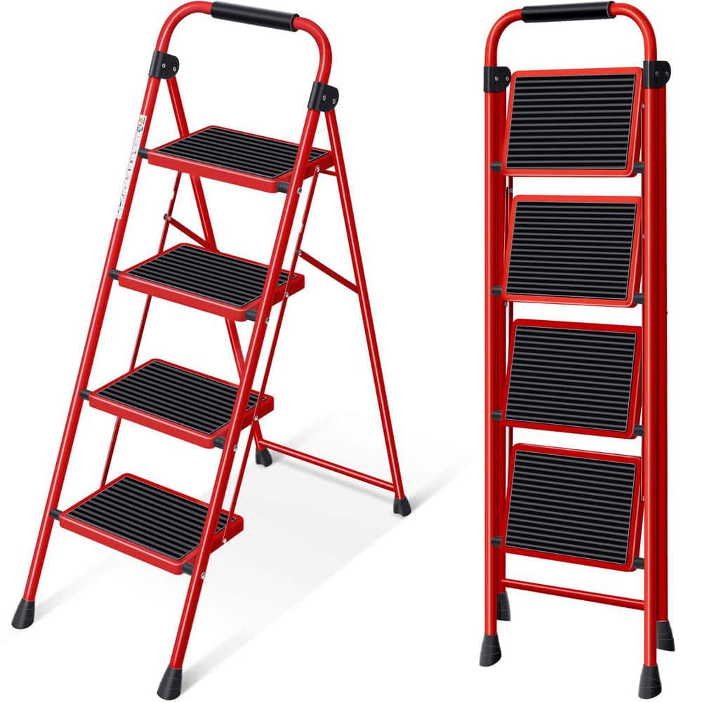 Angel Sar Reach 2.75 ft. Alloy Steel 330 lbs. 4-Step Ladder, Anti-Slip ...