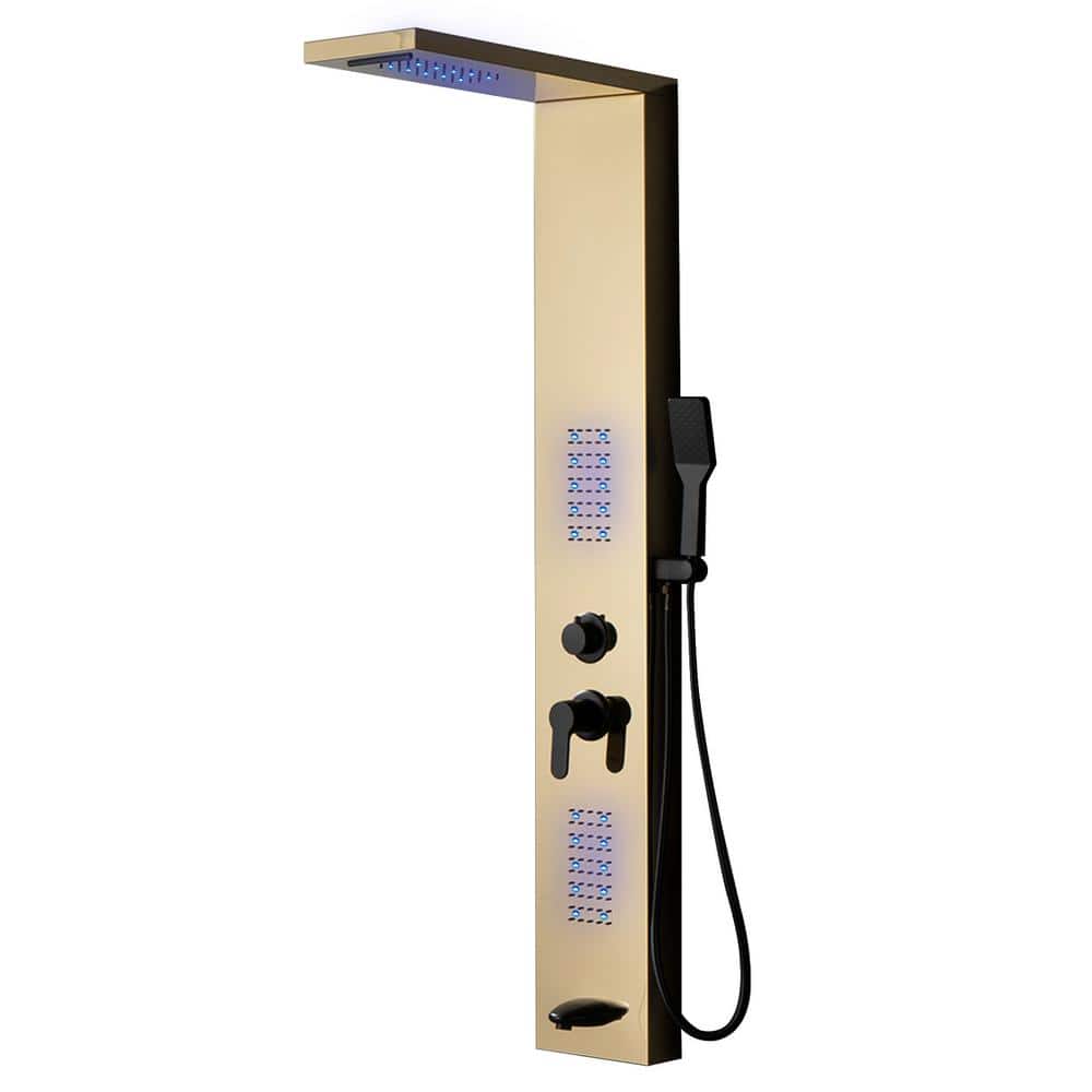 HOMEMYSTIQUE 4-in-1, 2-Jet Shower Panel Tower System with Led Rainfall ...