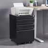 URTR Black 3-Drawer Mobile File Cabinet, Under Desk Metal Rolling ...