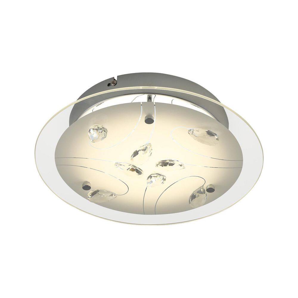 Classic 11.02 in. 12-Watt Modern Silver LED Flush Mount with Clear Glass HD-48222 - The Home Depot