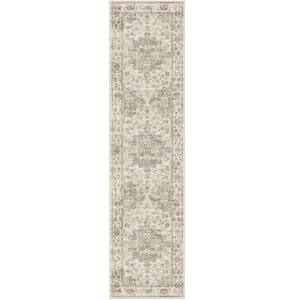 HaiiMeid Maria Taupe 2 ft. x 8 ft. Vintage Washable Medallion ...