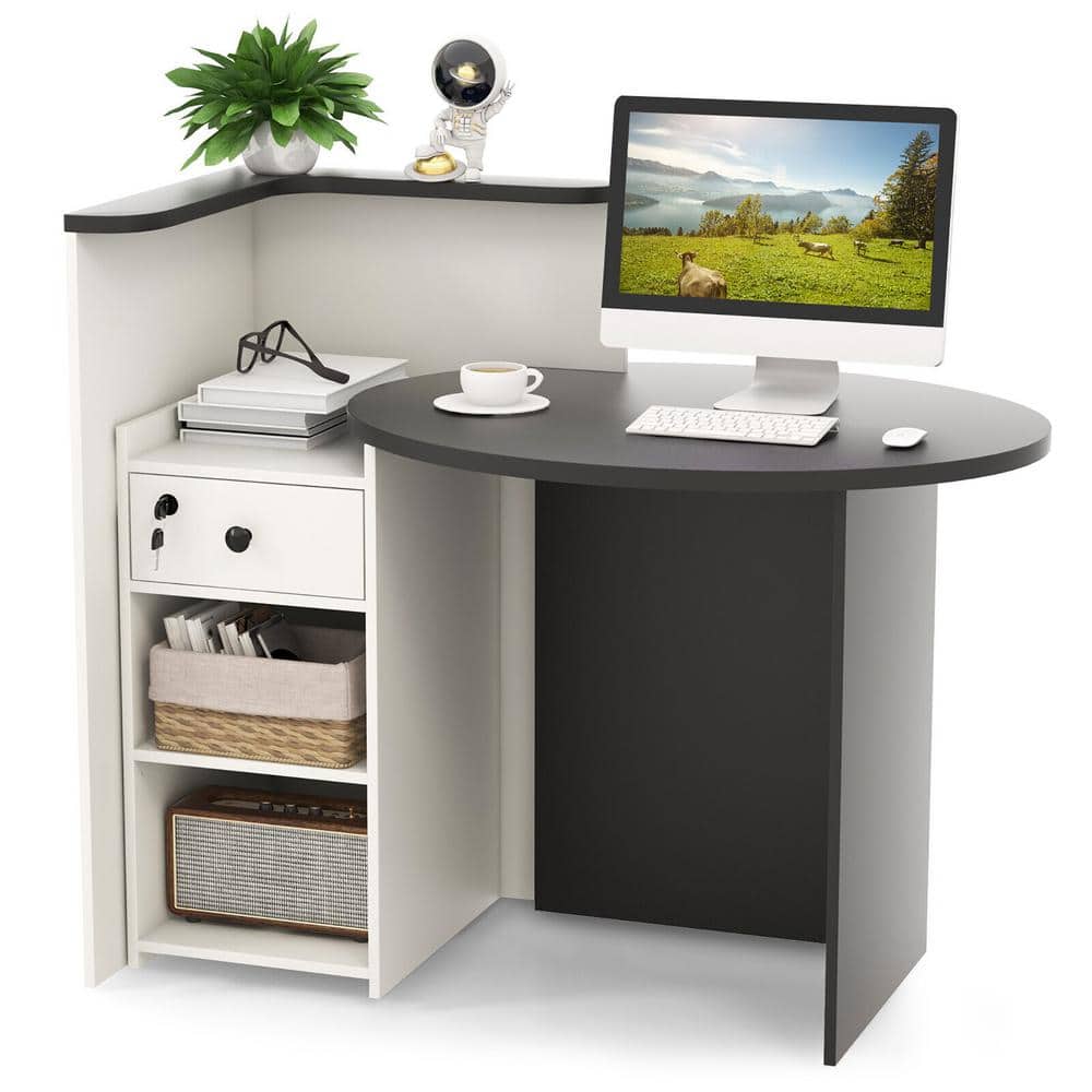 Retail Checkout Counter Reception Desk With Lockable Drawer, Open ...