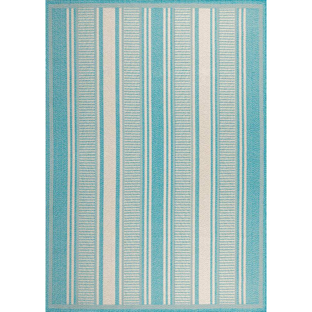 JONATHAN Y Haynes Modern Aqua/Beige 8 ft. x 10 ft. Double Stripe Indoor ...
