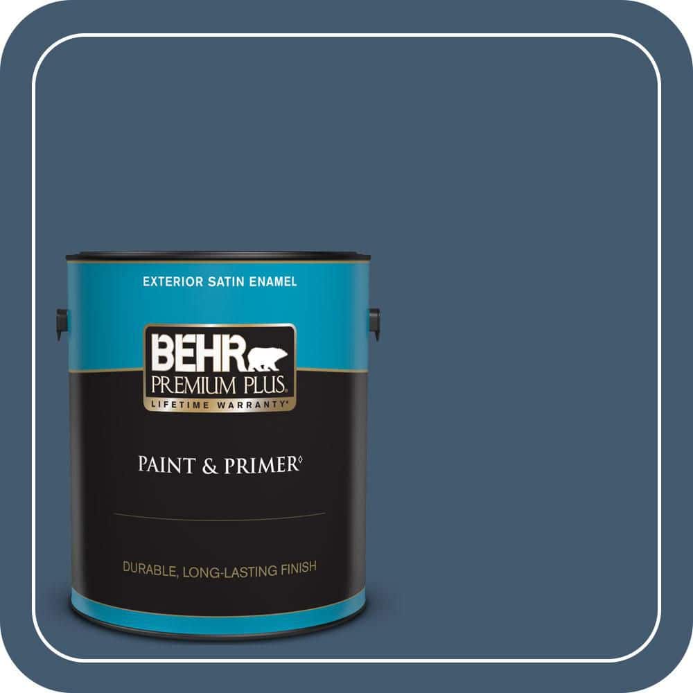 BEHR PREMIUM PLUS 1 gal. #S500-7 Infinite Deep Sea Satin Enamel ...