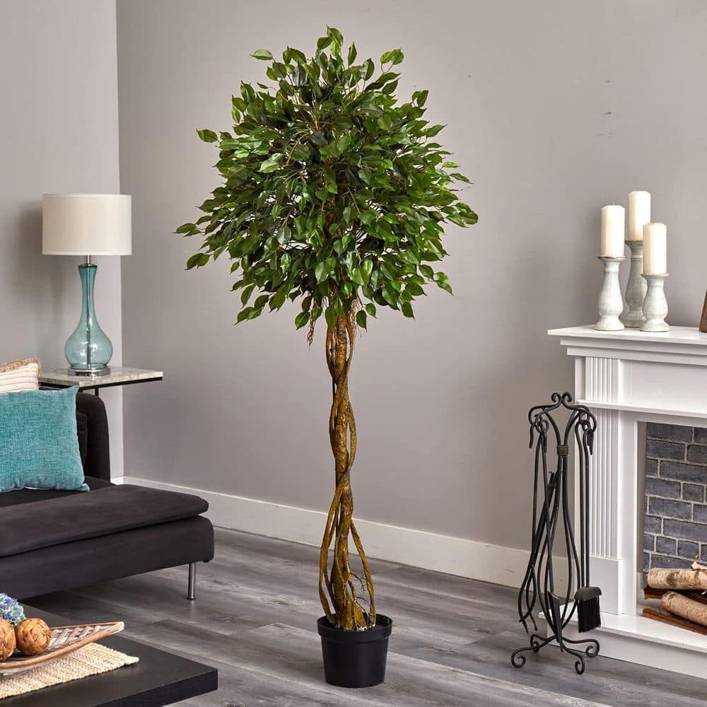 6 ft. Artificial Topiary Tree in Black Pot for Indoor/Outdoor 1 in Pack ...