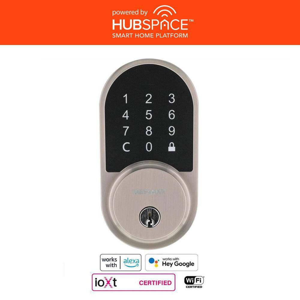 Defiant Round Satin Nickel Electronic Single Cylinder Deadbolt Wi-Fi ...