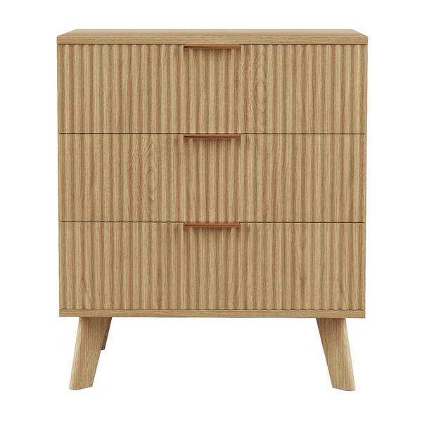 ATHMILE 3-Drawer Modern Nightstand, Natural NAD-6713A75-B - The Home Depot