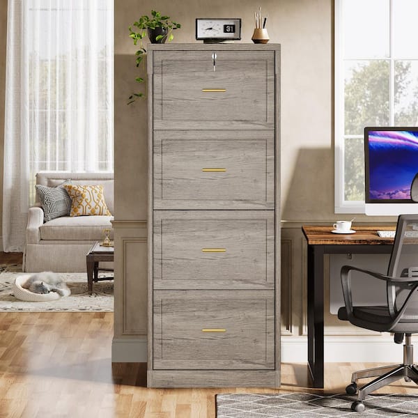BYBLIGHT Atencio 4-Drawer Gray Wood 23 in. W Vertical Simple Modern ...
