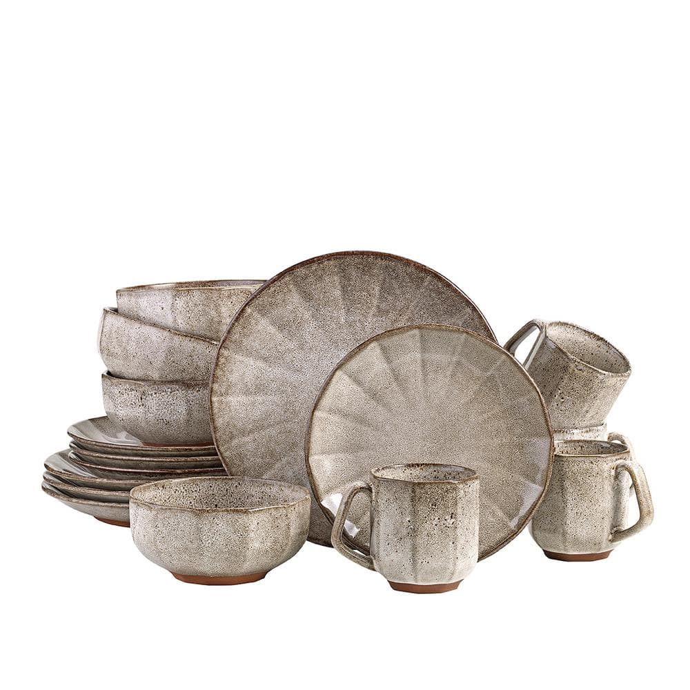 Over and Back Champignon 16-Piece Casual Brown Stoneware Dinnerware Set ...
