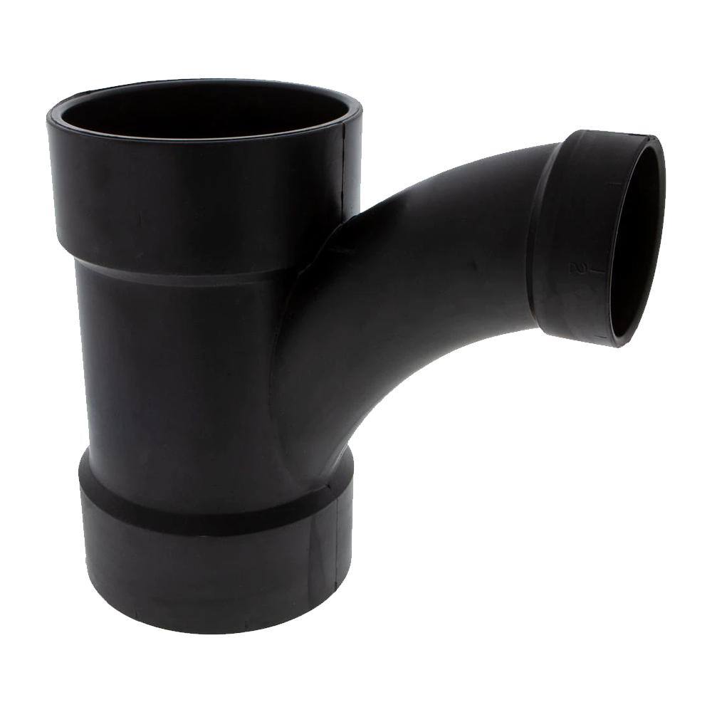 IPEX 4 in. x 4 in. x 3 in. ABS DWV Hub x Hub x Hub Long-Radius Sanitary Tee 427019 - The Home Depot