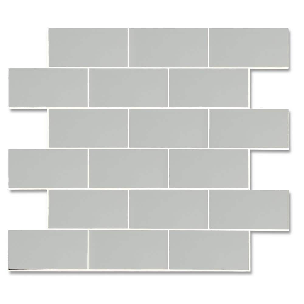 Yipscazo 12 in. x 12 in. PVC Gray White Grout Peel and Stick Backsplash ...