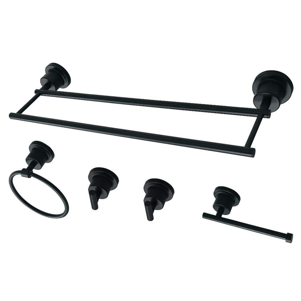 Kingston Brass Modern 5-Piece Bath Hardware Set in Matte Black ...