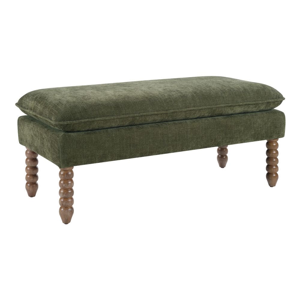 OSP Home Furnishings Selina Pillow Top Bench in Bottle Green Fabric ...
