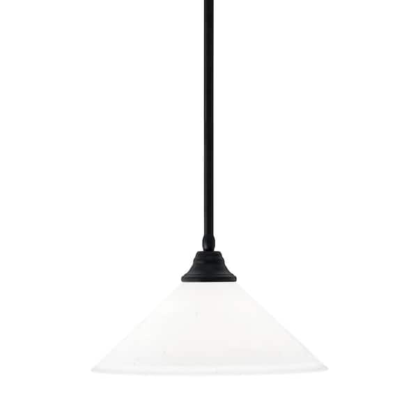 Sparta 100-Watt 1 Light Matte Black Shaded Pendant Light with 16 in ...