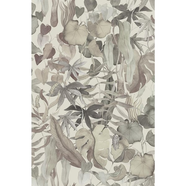 Walls Republic Greige Abstract Leaves Print Non Woven-Non-Pasted ...