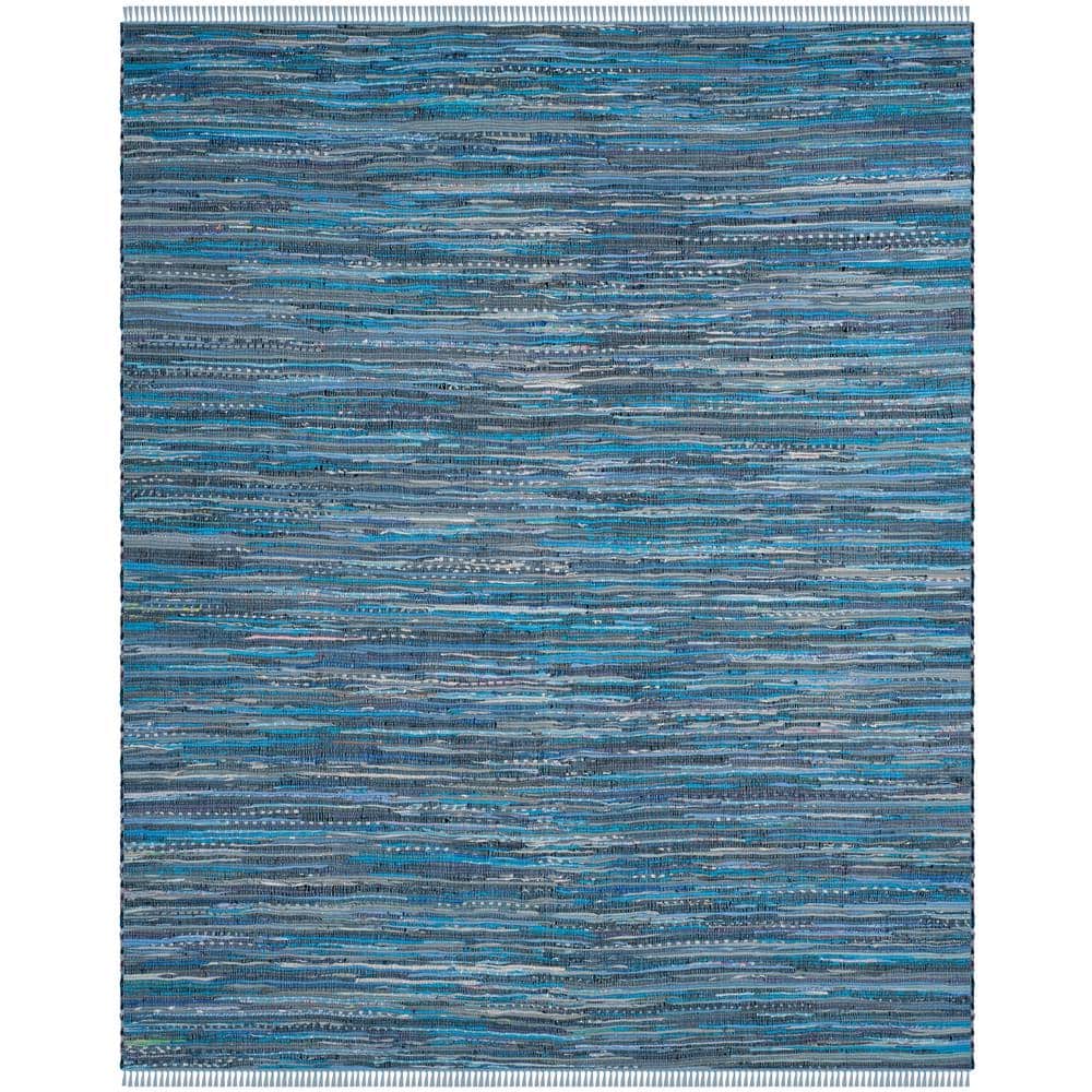 SAFAVIEH Rag Rug Blue/Multi 8 ft. x 10 ft. Striped Speckled Area Rug ...