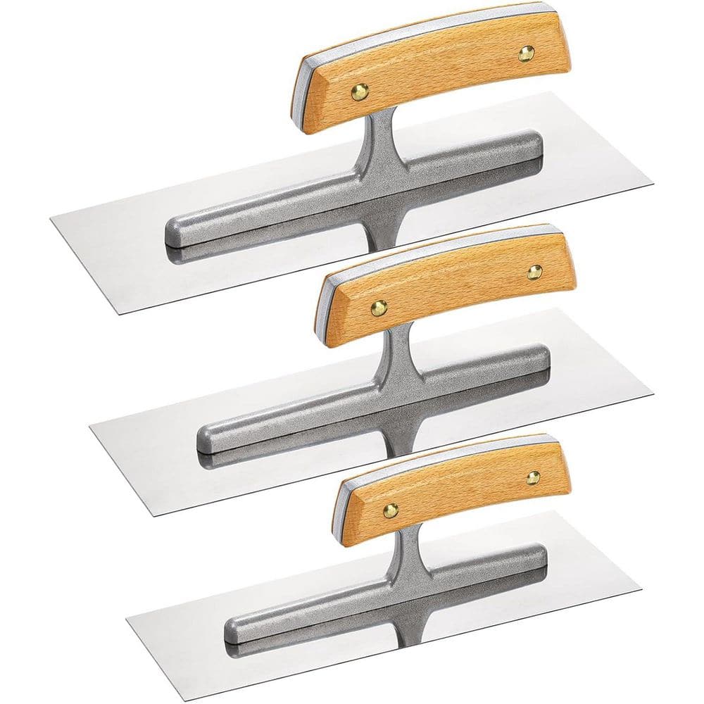 KIWDZFU 11.8 x 3.7 Flat Stainless Steel Plastering Trowel with Wood ...