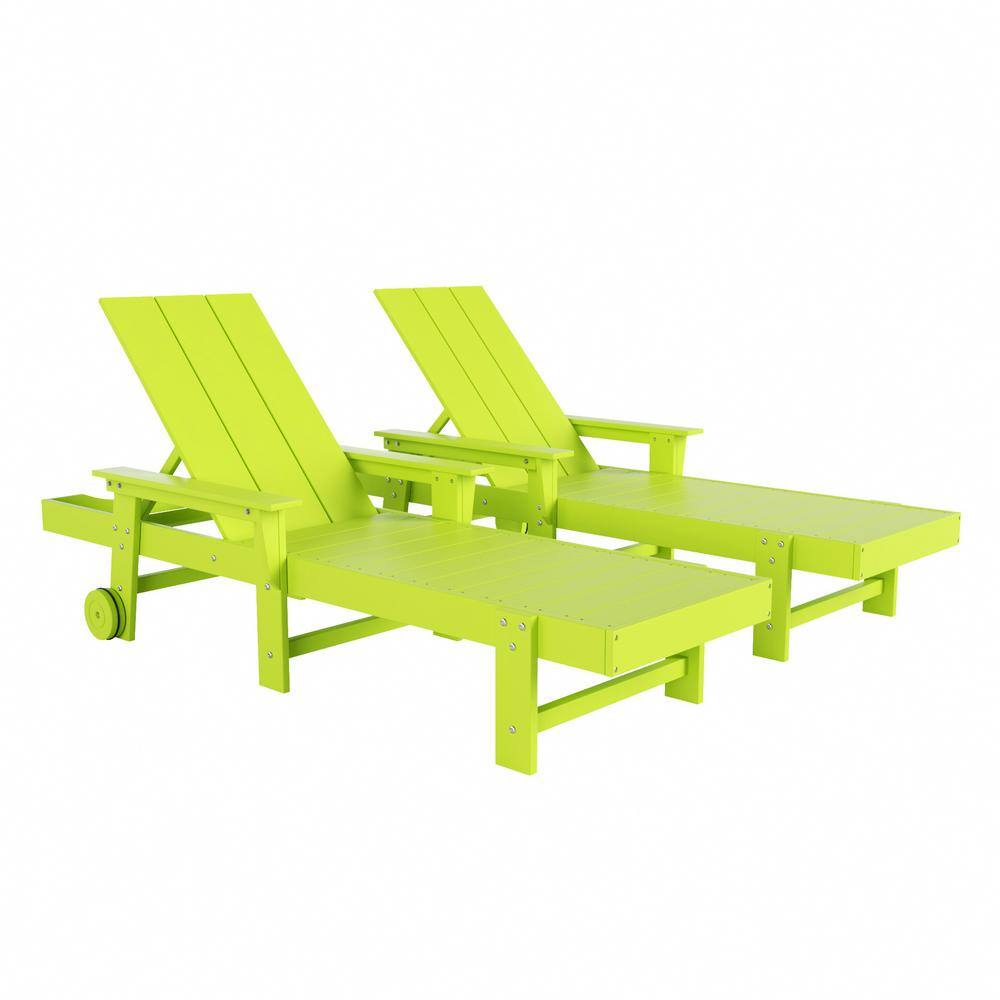 WESTINFURNITURE Shoreside 2-Piece Lime Fade Proof Plastic Portable Poly ...