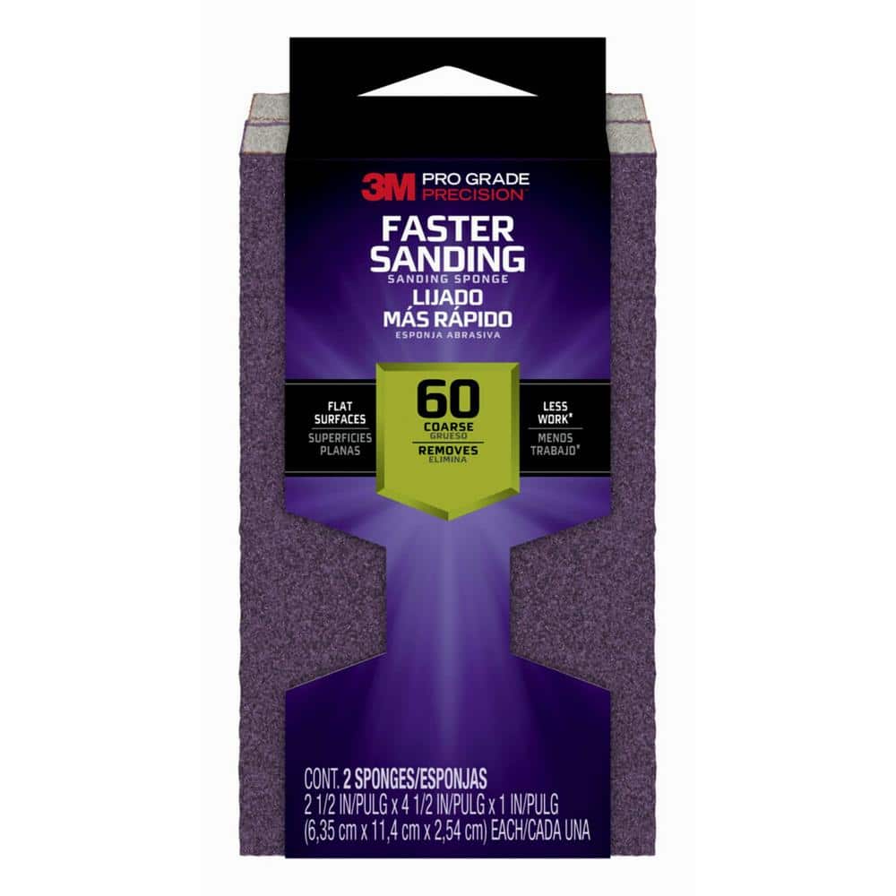 3M Pro Grade Precision 2-1/2 in. x 4-1/2 in. x 1 in. 60 Grit Coarse ...