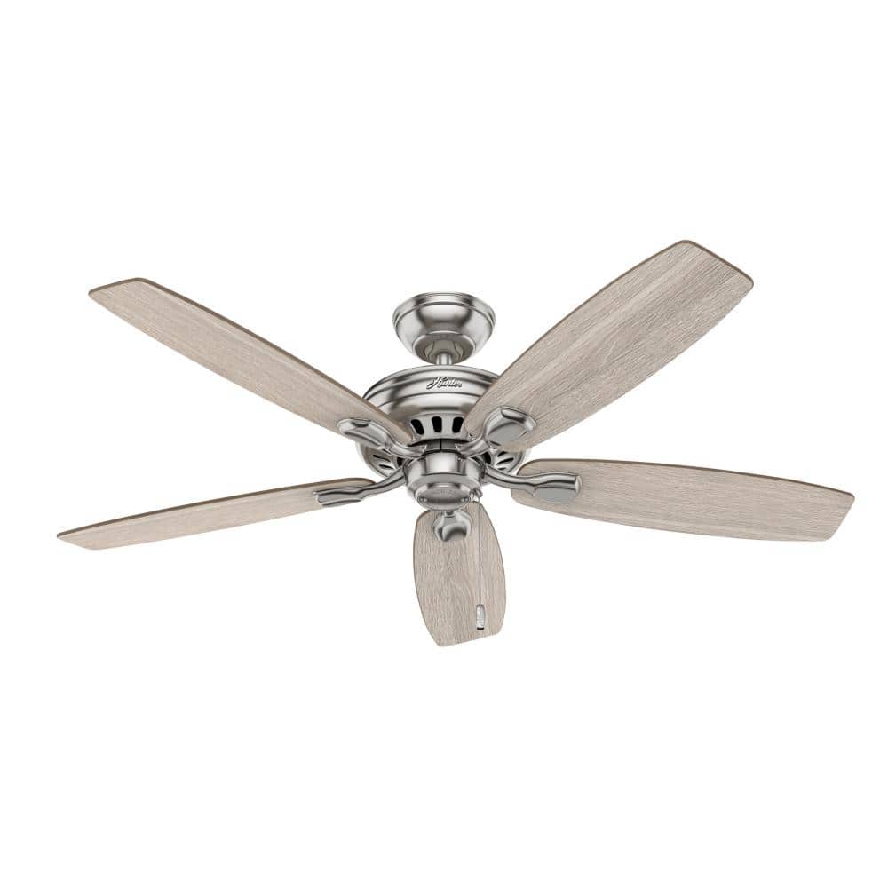 Hunter Stratford 52 in. Indoor Brushed Nickel Ceiling Fan For Bedrooms ...