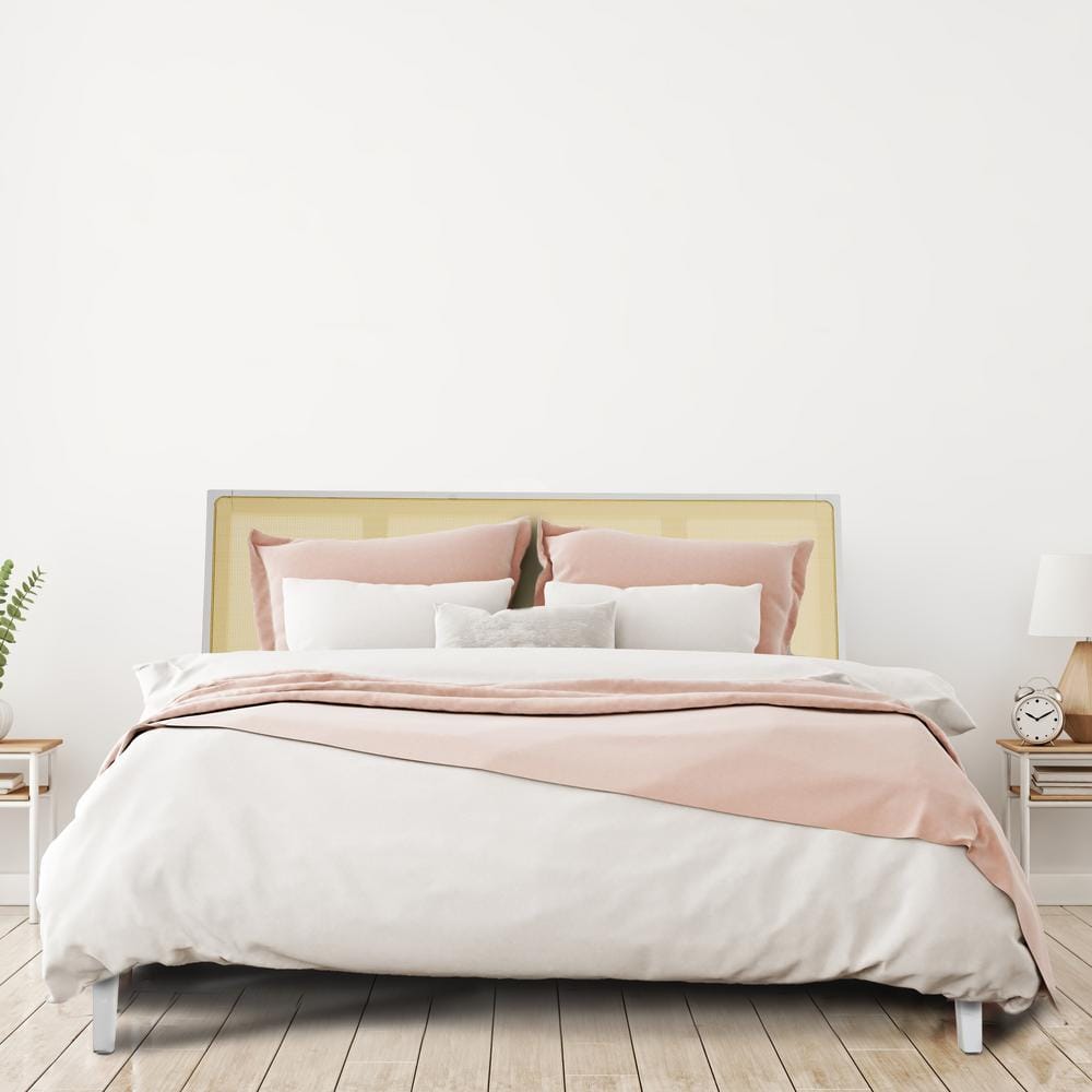 Storied Home Crawford White Wood Frame King Panel Bed with Solid Wood ...