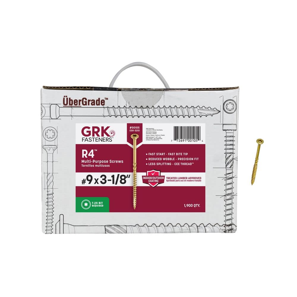 GRK Fasteners #9 x 3-1/8 in. Star Drive Bugle Head R4 Multi-Purpose ...