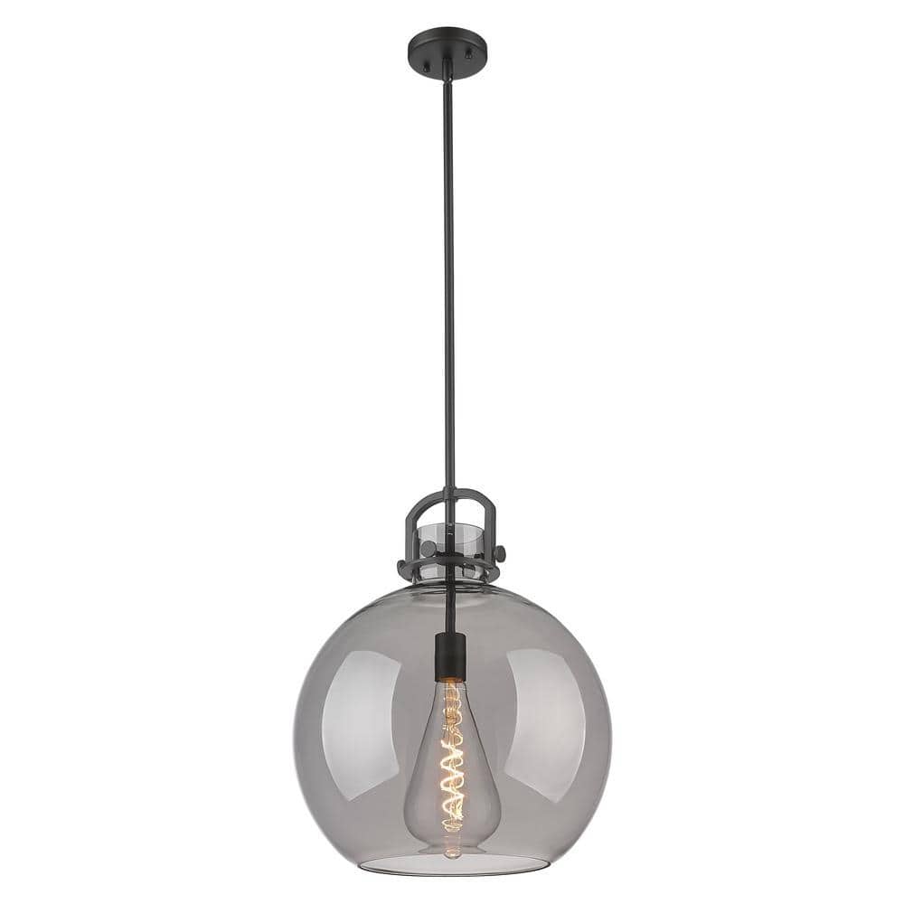 Innovations Newton Sphere 100-Watt 1-Light Matte Black Shaded Pendant ...