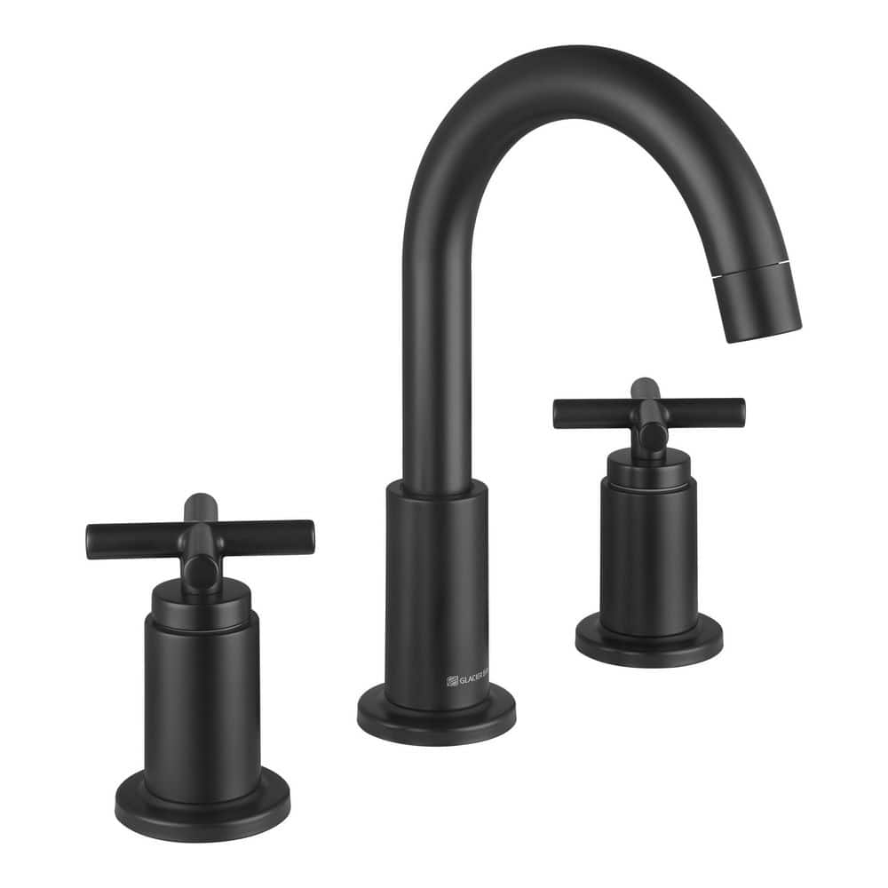 Glacier Bay Dorind 8 in. Cross Handles Bathroom Faucet in Matte Black ...