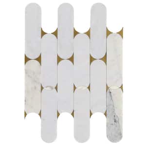 Ivy Hill Tile Zip Pearl 1.93 in. x 0.39 in. Polished Marble and Brass ...