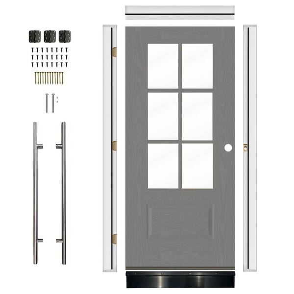 Krosswood Doors DIY RTA Kit Faux Pivot 36x 80 in. 6-Lite Left-Hand ...
