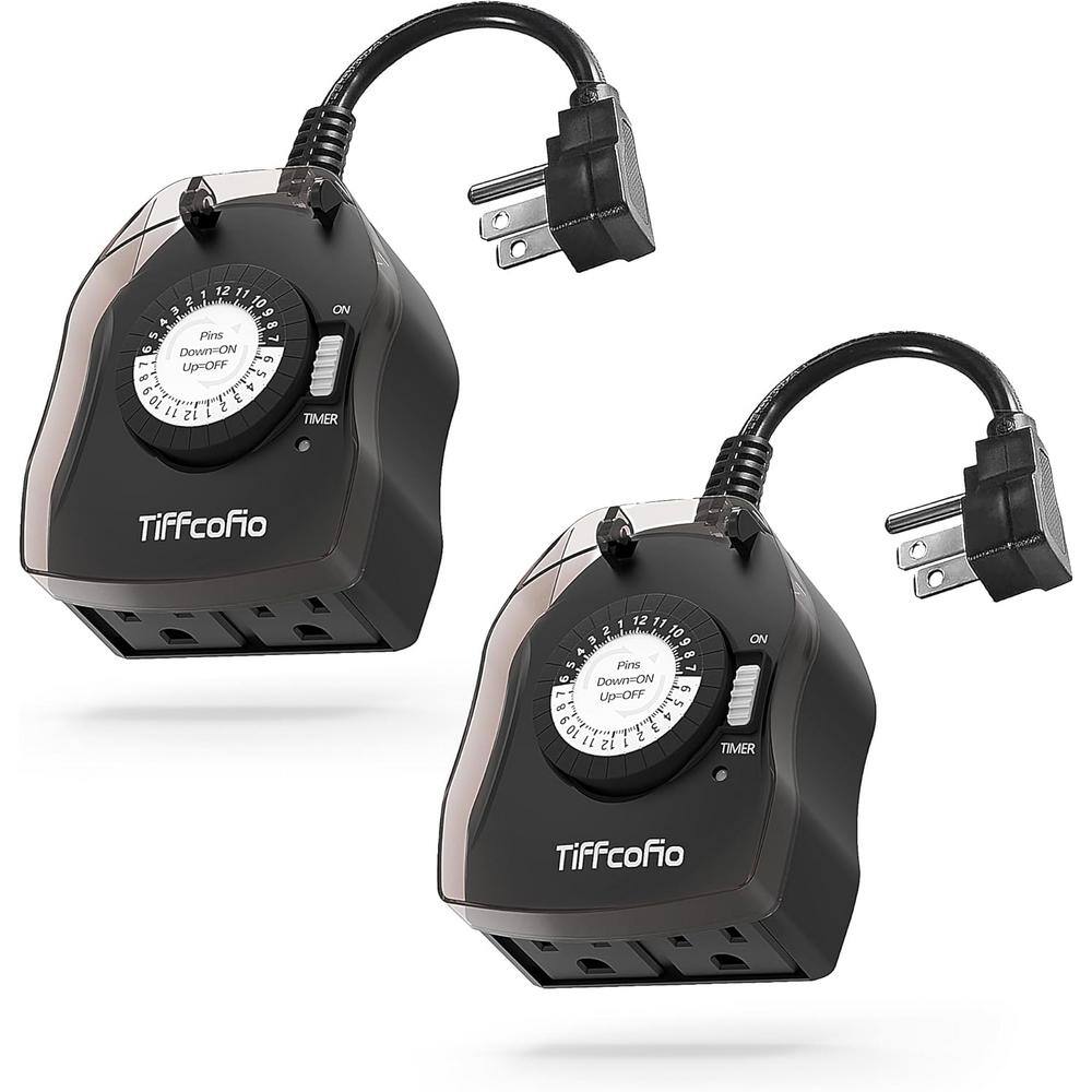 Lukyamzn Mechanical Outdoor Timer Outlet Chronologic Timer with 2 ...