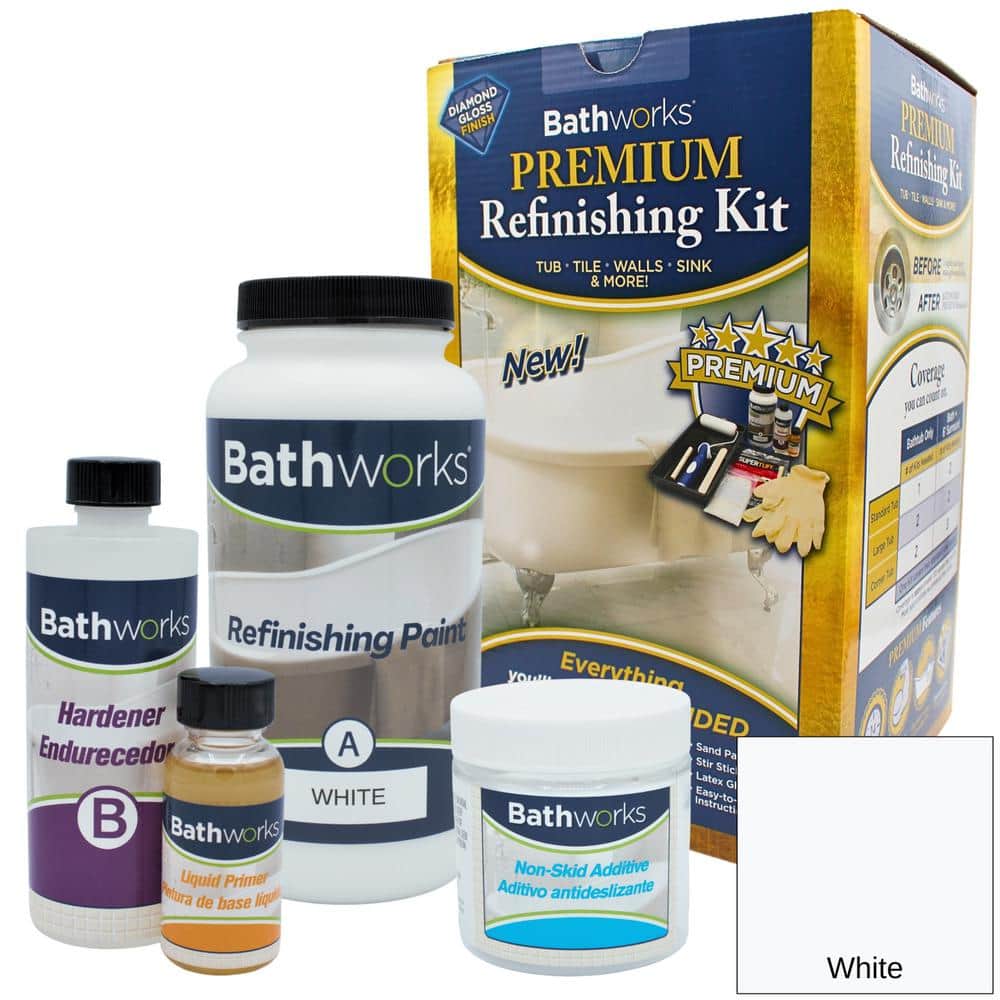 BATHWORKS 22 oz. DIY Bathtub Refinish Kit with SlipGuard in White BWNS ...