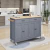 Harper & Bright Designs Gray Blue Kitchen Cart with Solid Rubber Wood ...