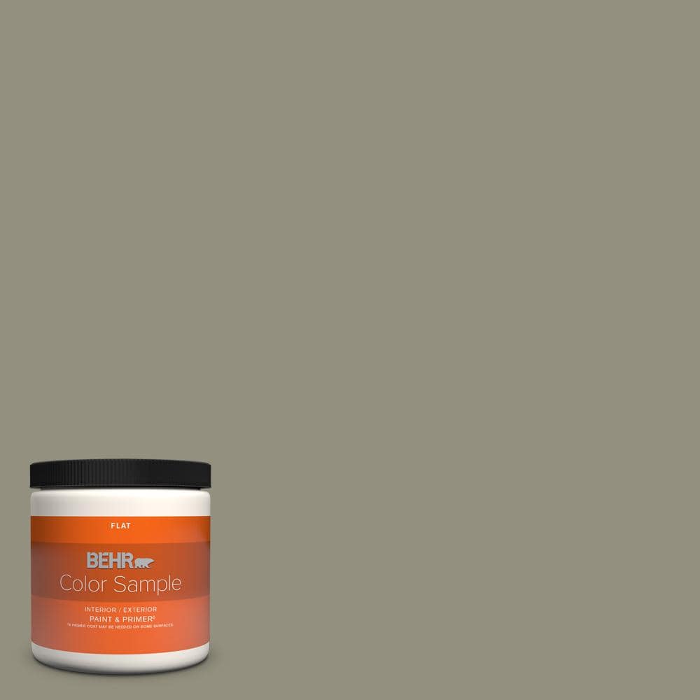 BEHR PREMIUM PLUS 8 oz. #N350-5 Muted Sage Flat Interior/Exterior Paint ...