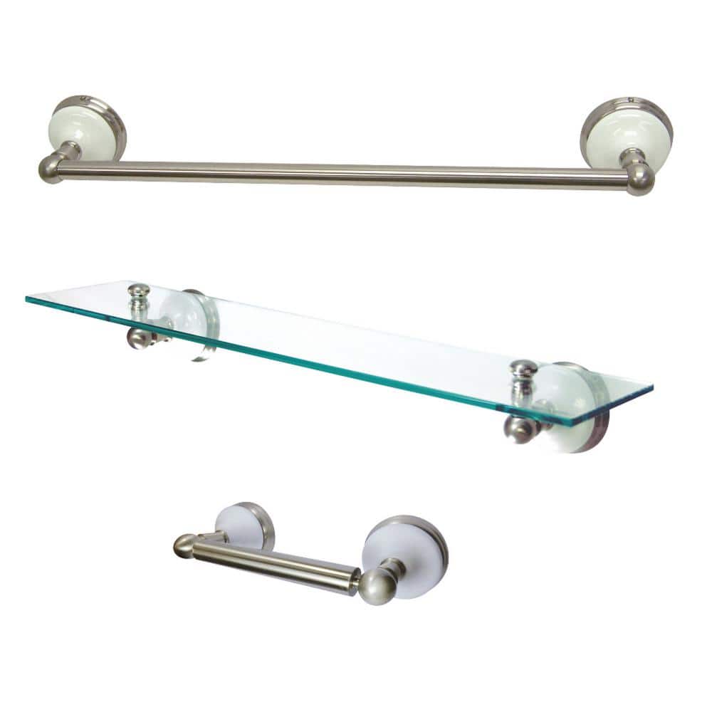 Kingston Brass Traditional 3-Piece Bath Hardware Set in Brushed Nickel ...