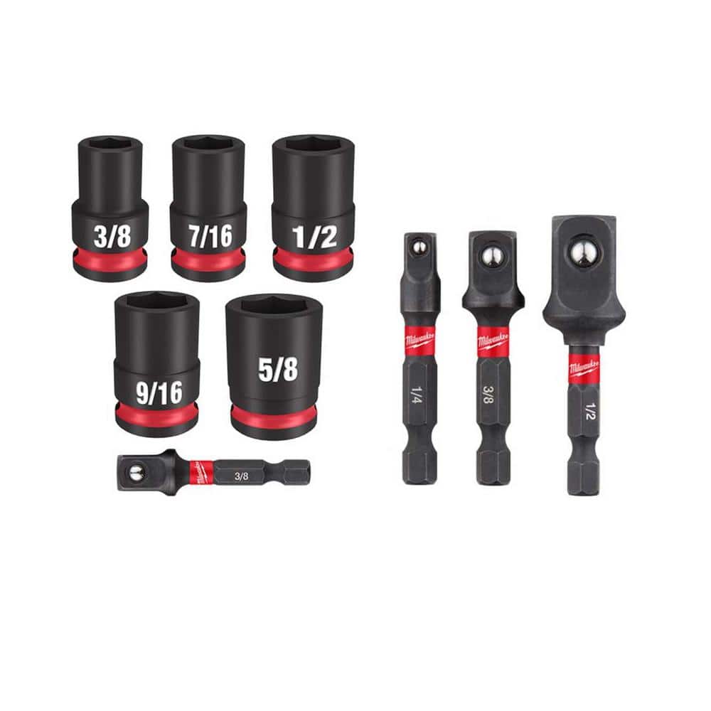 Milwaukee SHOCKWAVE 1/4 in. Hex Shank Socket Adapter Set & 3/8 in ...