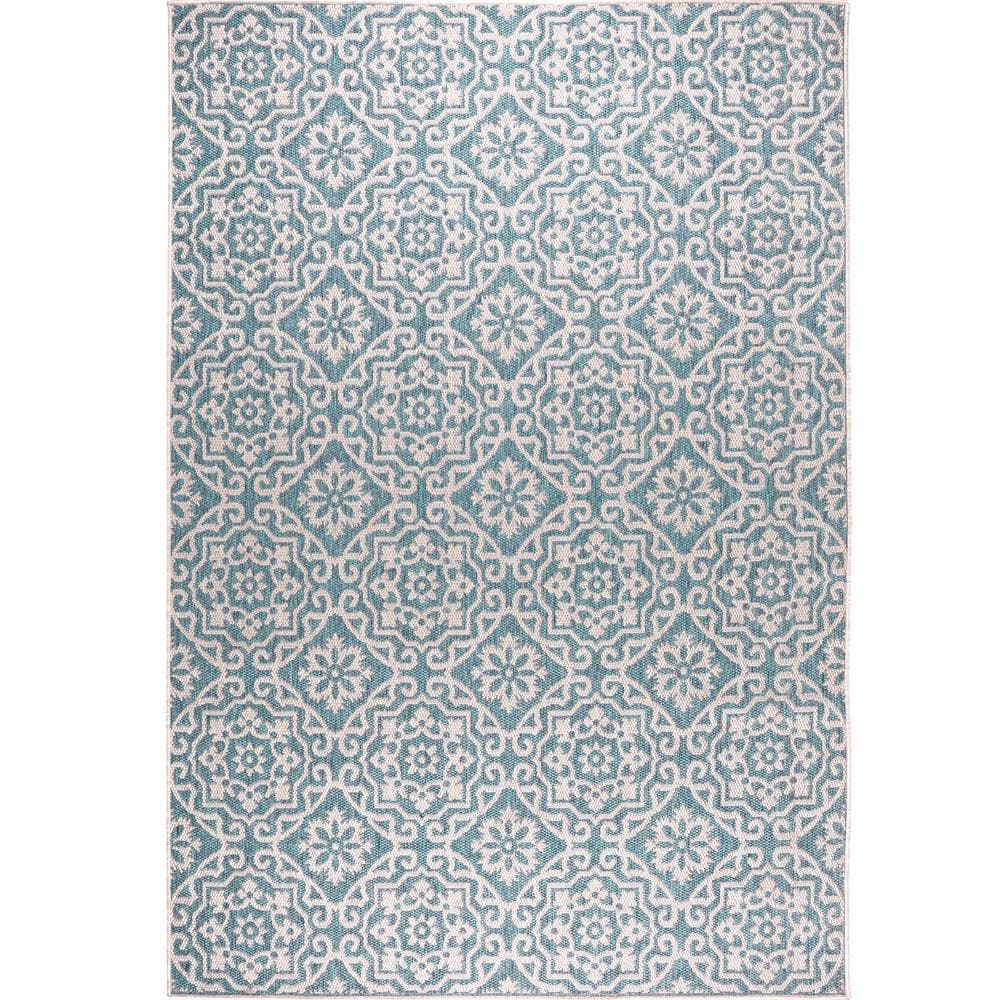 Nicole Miller Patio Country Danica Blue/Gray 6 ft. x 9 ft. Geometric ...