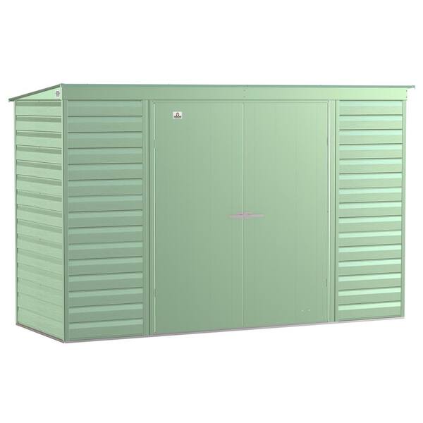 Arrow Select 10 ft. W x 4 ft. D Sage Green Metal Shed (35 sq. ft ...