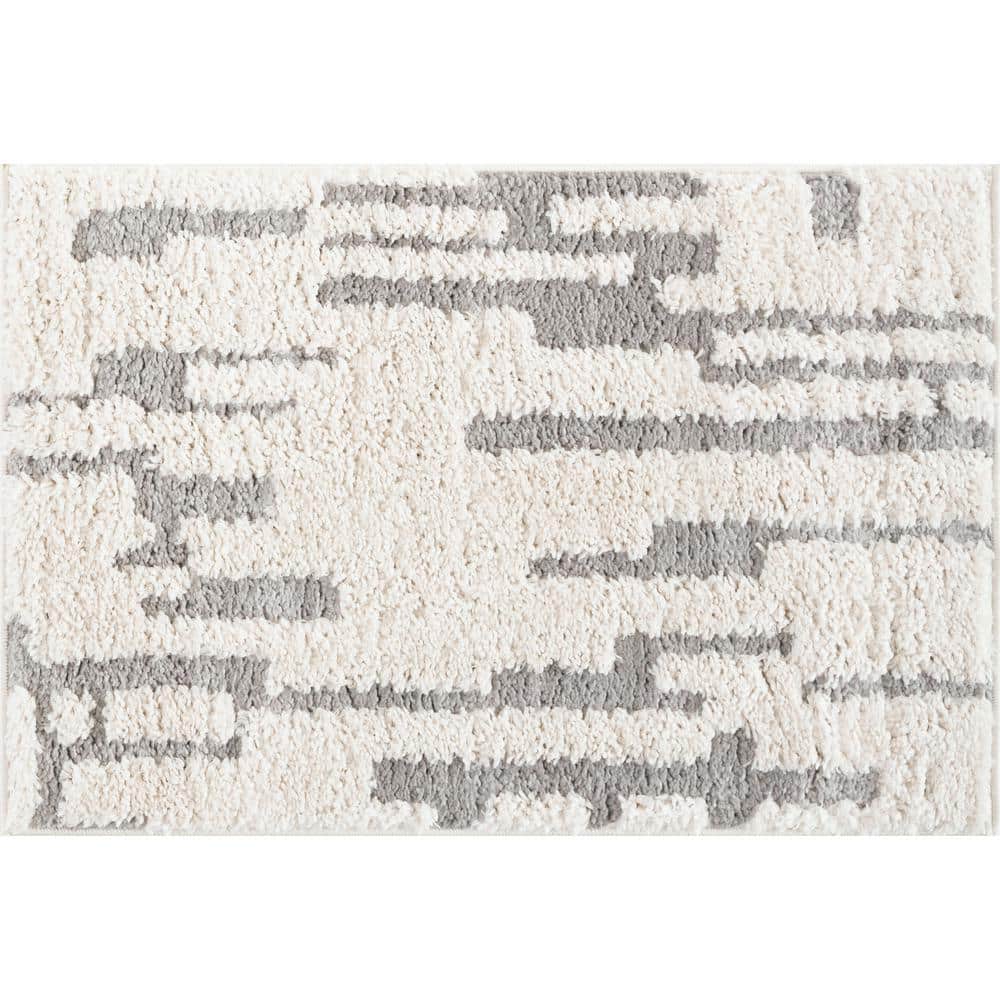 Tayse Rugs Artisan Shag Ivory 2 ft. x 3 ft. Abstract Indoor Area Rug ...