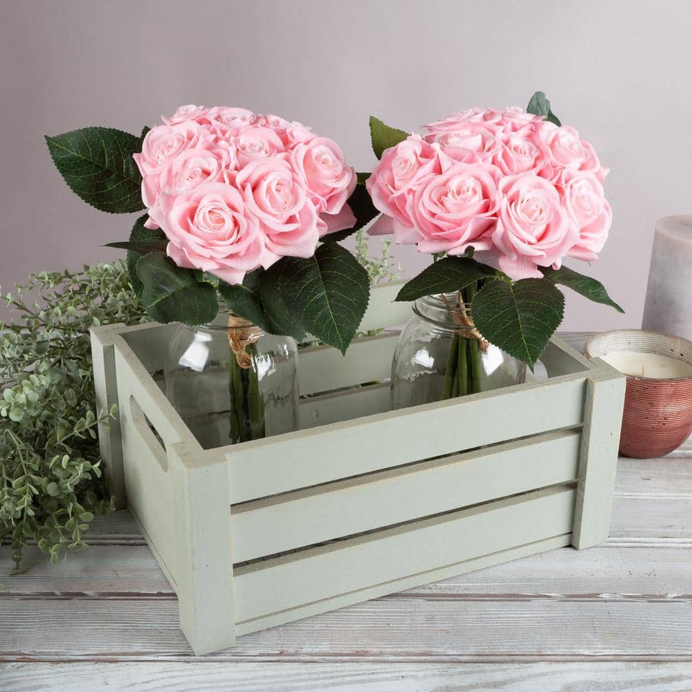 Pure Garden Pink Artificial Rose Flowers 11.5 in. with Stems 36-Piece ...