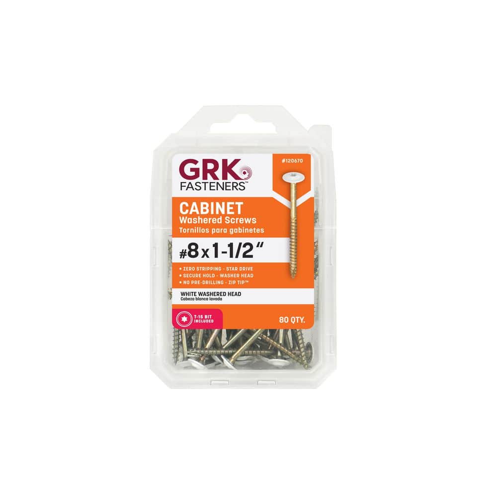 GRK Fasteners #8 x 1-1/2 in. White Low-Profile Washer-Head Cabinet ...
