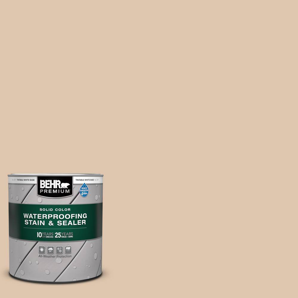 BEHR PREMIUM 1 qt. #N260-2 Almond Latte Solid Color Waterproofing ...