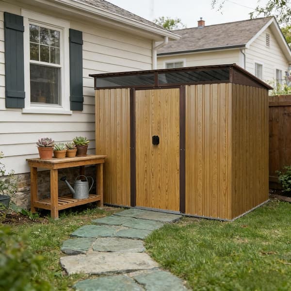IALTRUISTIC 8ft. W x 6ft. D Outdoor Metal Storage Shed Transparent ...