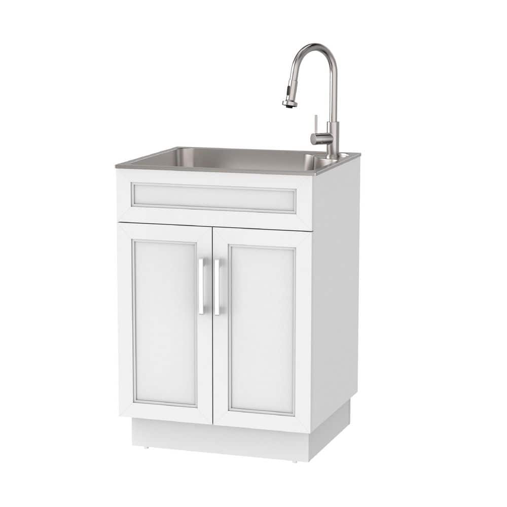 Glacier Bay 24 in. Drop-in Stainless Steel Laundry Sink with Cabinet ...