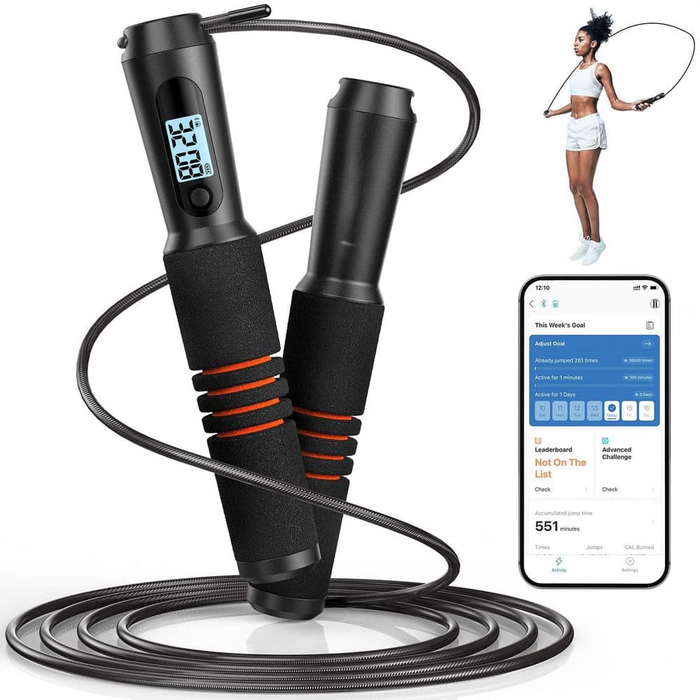 Adrinfly Smart Connect Jump Rope with APP Tracking,Tangle-Free Design,Adjustable Length, Perfect ...