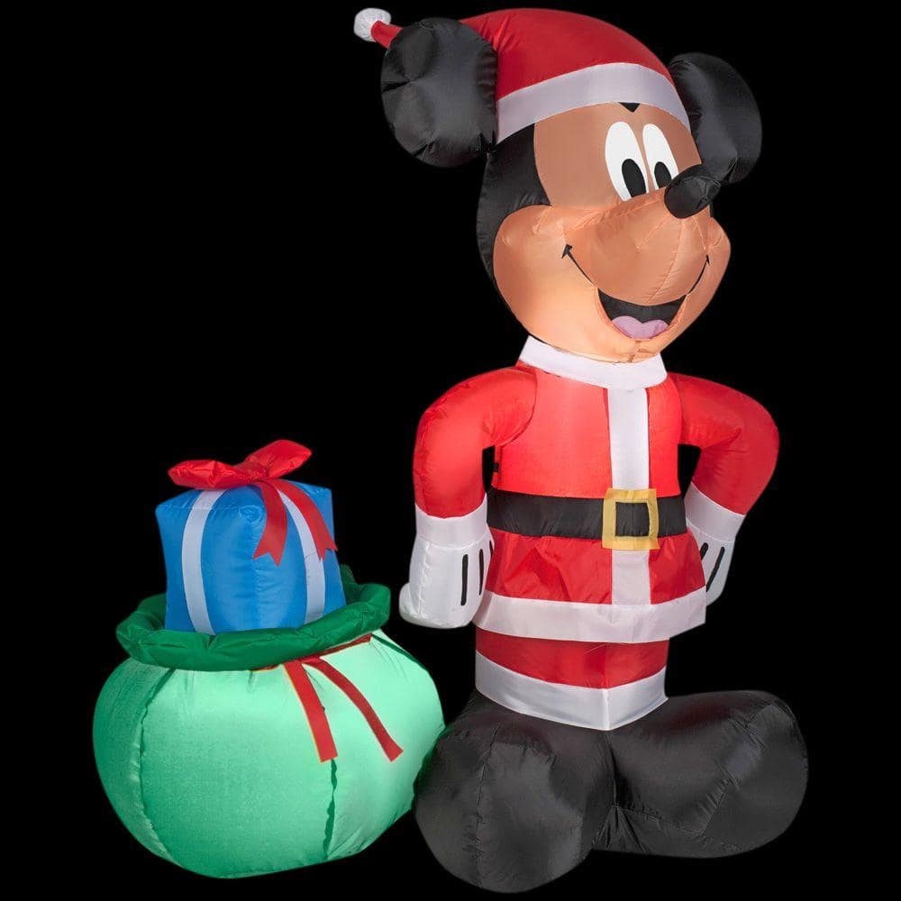 Home Accents Holiday 3.5 ft. LED Inflatable Mickey with Gift Sack 88731 ...