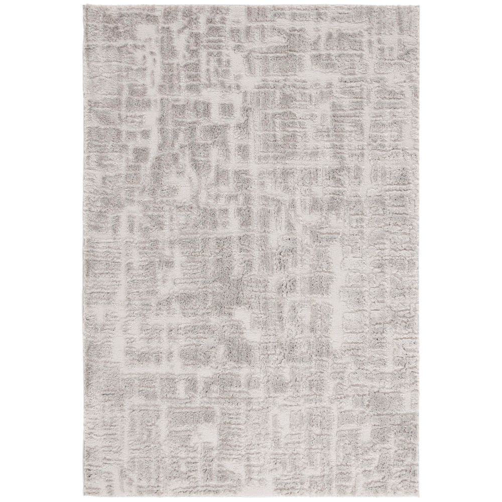 SAFAVIEH Seattle Shag 9 ft. x 12 ft. Light Gray/Gray Abstract Area Rug ...