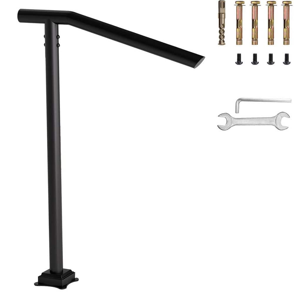 Afoxsos Wrought Iron Single Post Outdoor Handrail for 1-3 Steps with ...